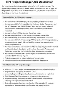 What Is An Npi Project Manager Role | JS Techy
